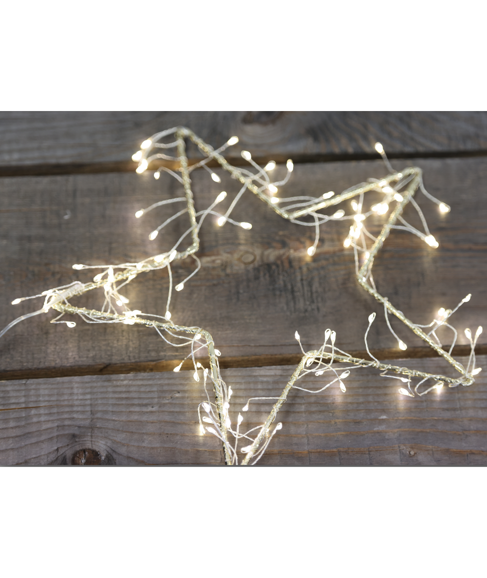 Julestjerne i guld med LED-lys – Elegant og festlig dekoration. Køb den ...