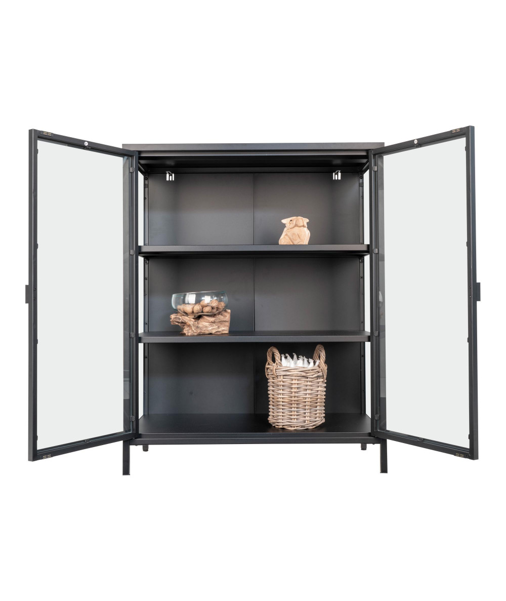 Et flot Brisbane Vitrineskab i sort med glaslåger.