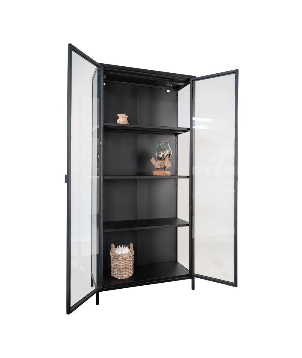 Et flot Brisbane Vitrineskab i sort med glaslåger.